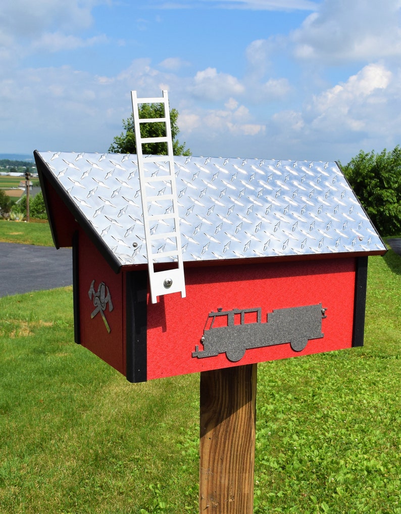 Firefighter Mailbox Handmade Mailbox Poly Mailbox Amish - Etsy