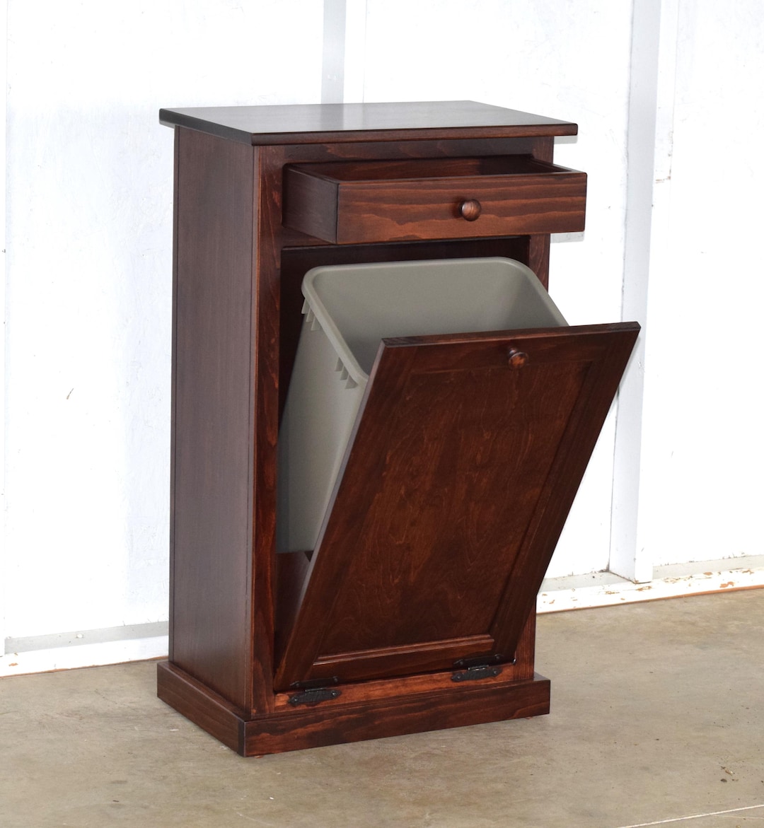Amish Handmade Wooden Tilt-out Trash Can Cabinet | 50 Qt With Trim - Etsy