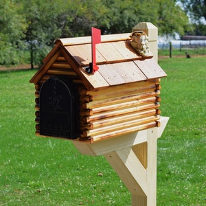 Log Cabin Mailbox, Cedar Shake Roof, Handmade, Amish Country Wooden ...