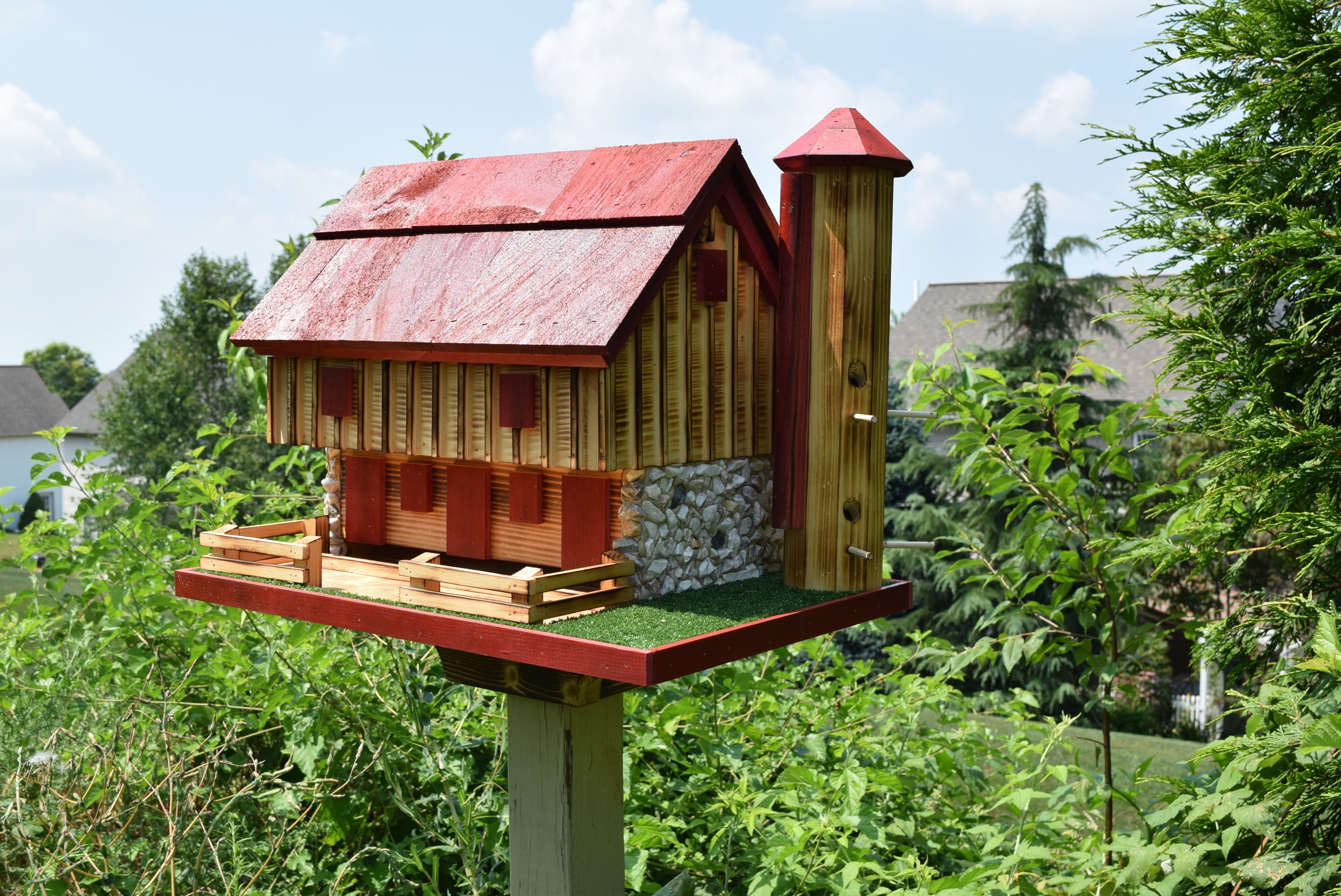 Barn Bird Feeder (red) | Silo | Amish Handmade - Etsy