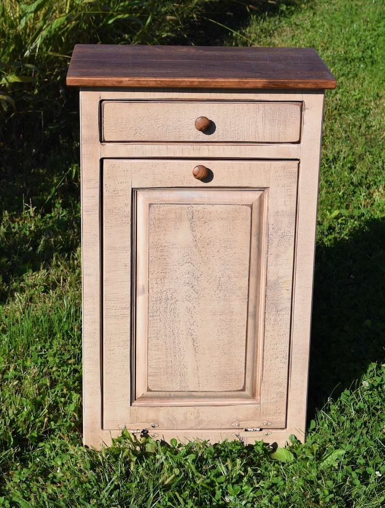 Wood Trash Can Amish Handmade Made in USA Sustainable - Etsy