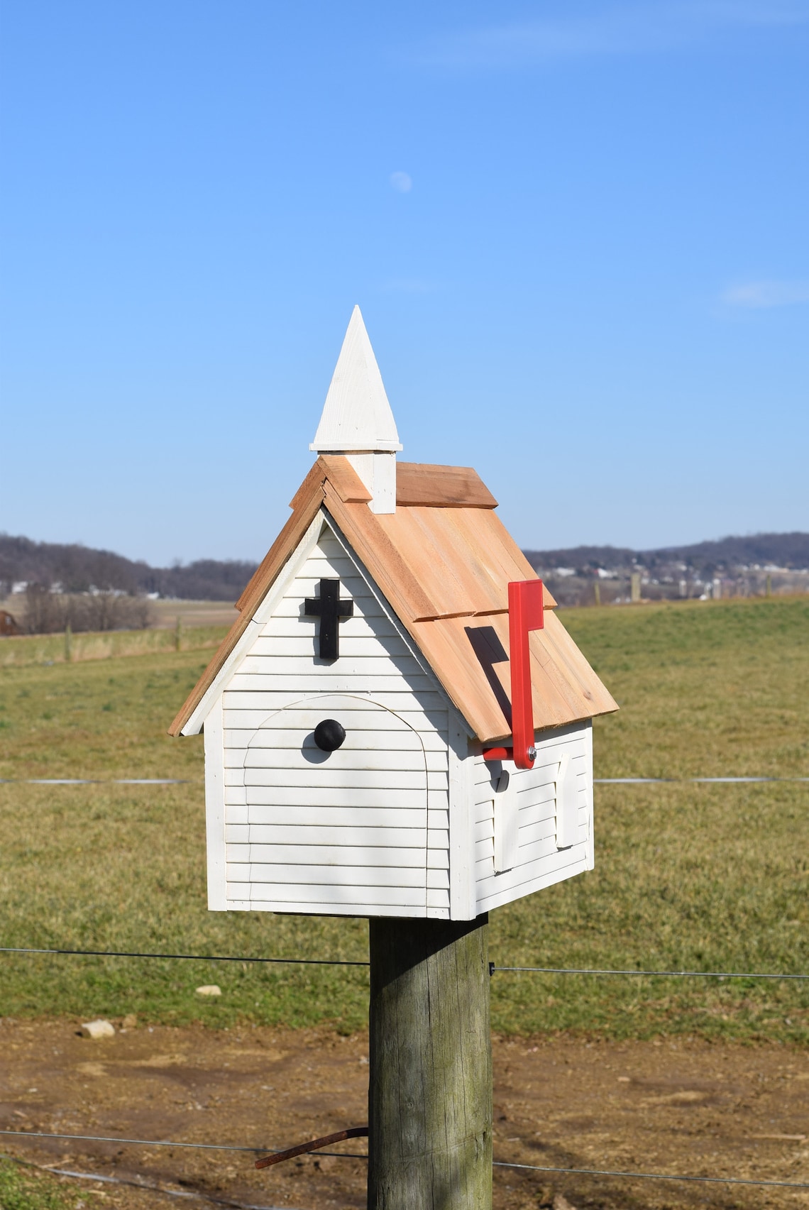Amish Handmade Rustic Church Mailbox, Reclaimed Cedar Shingles - Etsy