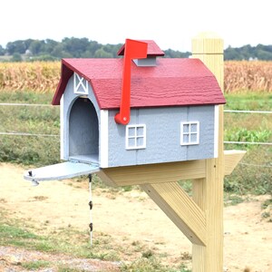 Amish Handmade Barn Mailbox | Red Roof, USA Made - Etsy