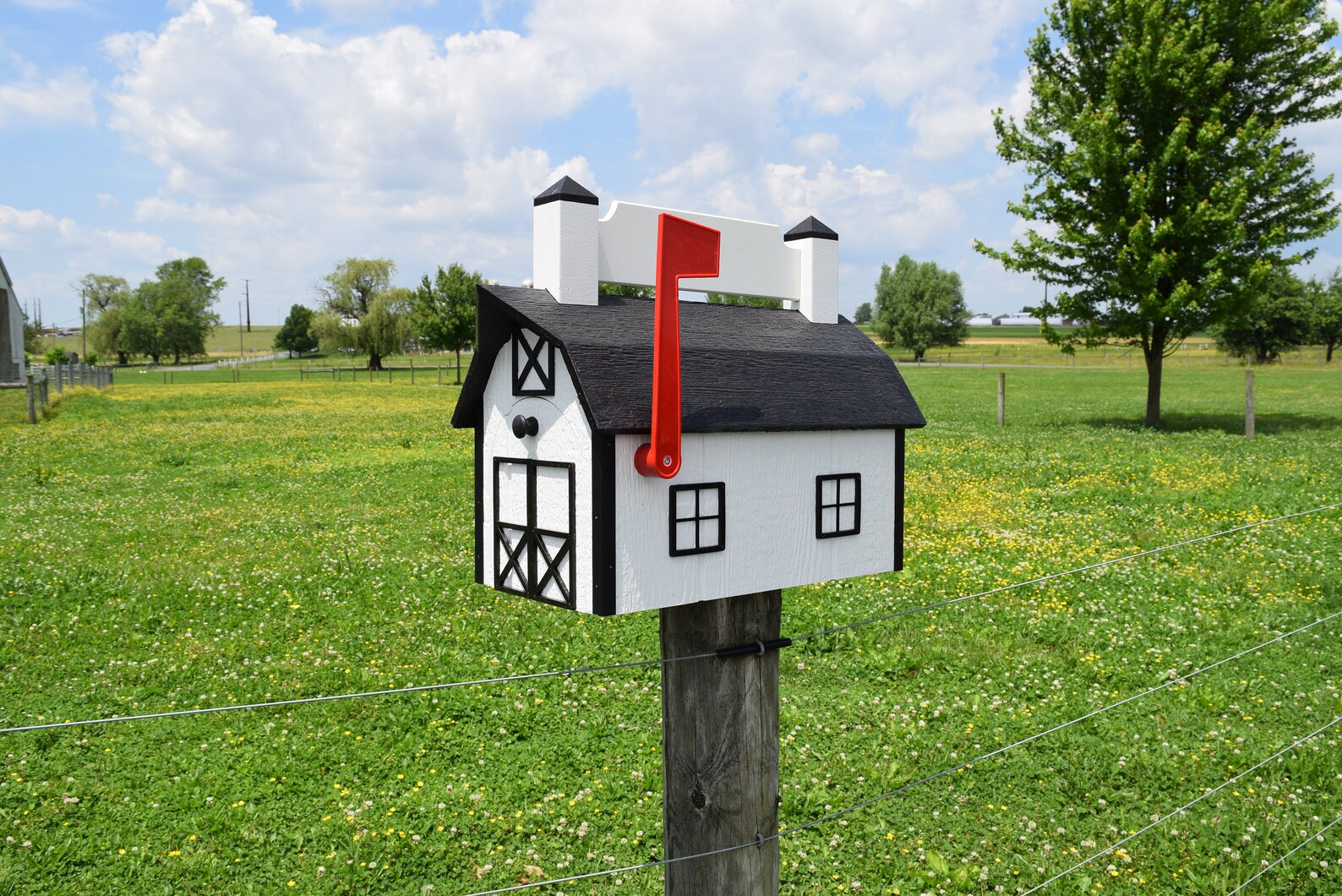 BARN Mailbox |amish Mailbox | White & Black Trim | Amish Handmade ...