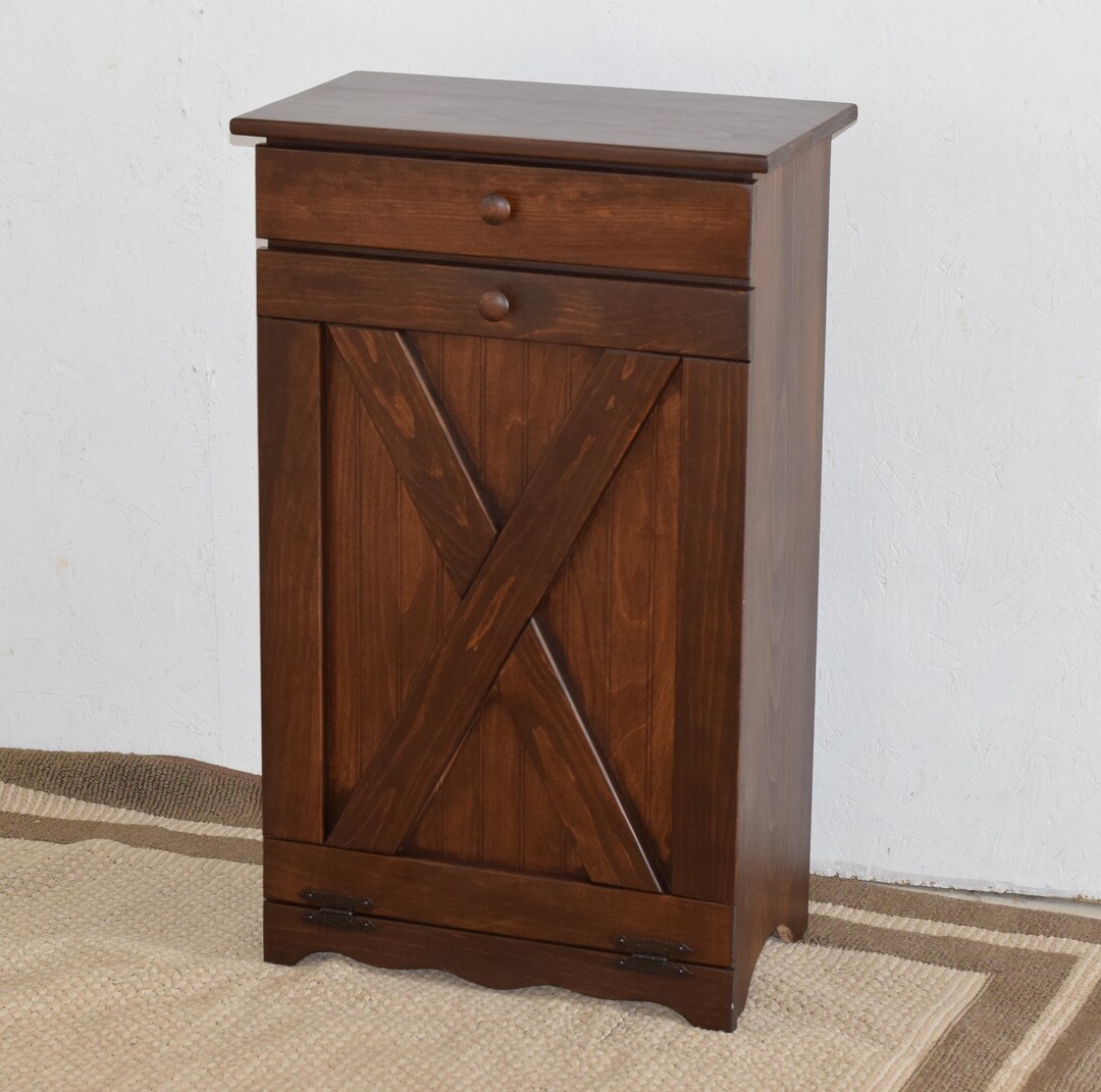 Amish Handmade Pine Wood Tilt-out Trash Cabinet | 50qt - Etsy