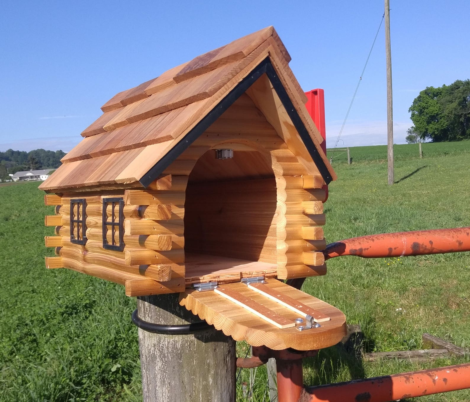 Cedar Mailbox Cedar Log Cabin Mailbox Amish Handcrafted Mailbox - Etsy