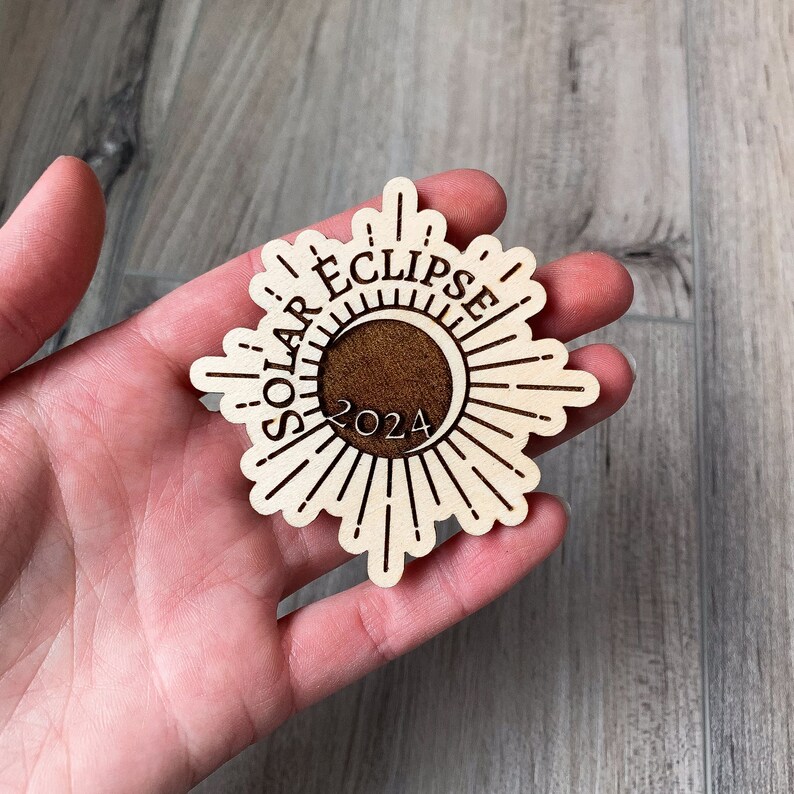 Solar Eclipse 2024 Laser Engraved Pin Special Event Sun & Moon Souvenir ...