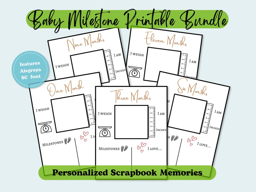 Baby Monthly Milestone Pages | Scrapbook Photo Memories | Digital ...
