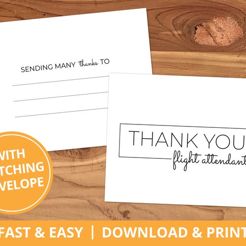 Flight Attendant Thank You Card Flight Attendant Gift - Etsy Canada