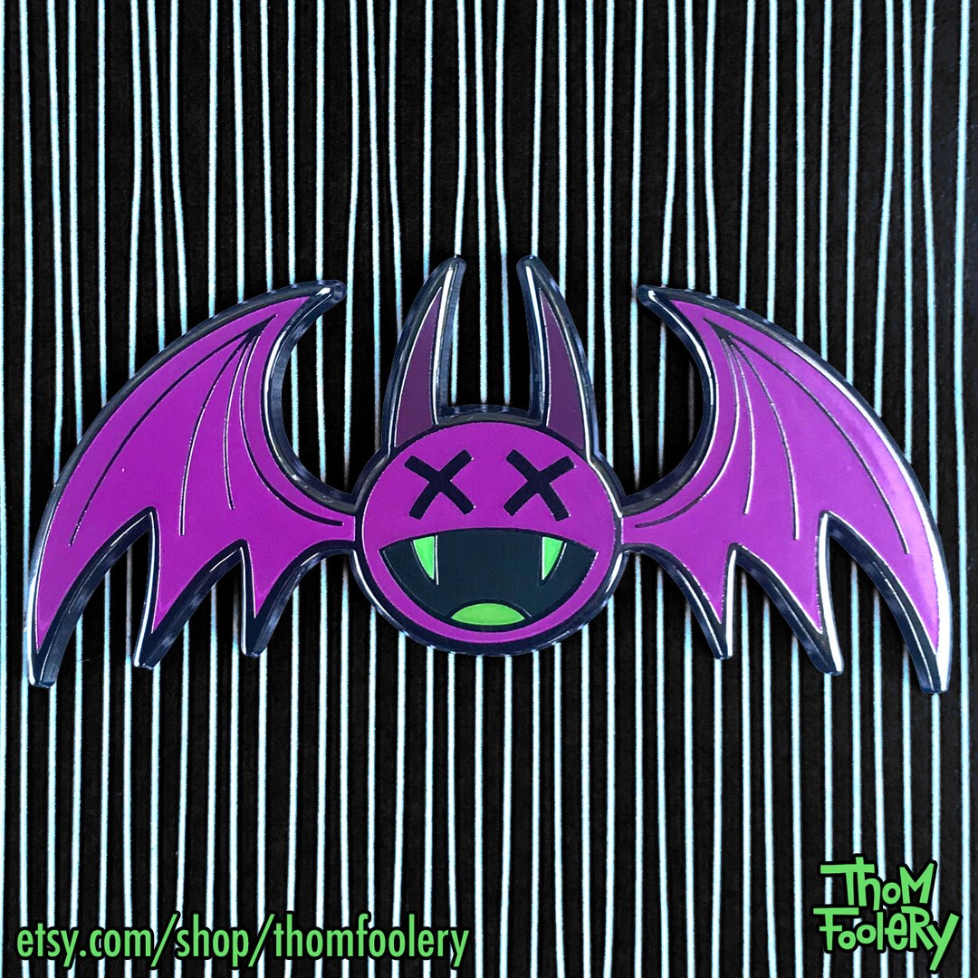Spooky Cute Cartoon Bat Enamel Pin - Etsy