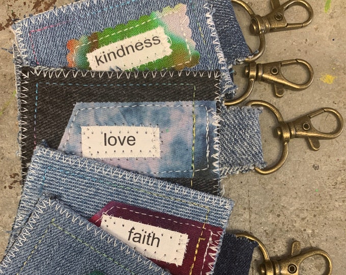 Blue Fabric Keychain - Repurposed Denim - Eco Friendly New Home Gift ...