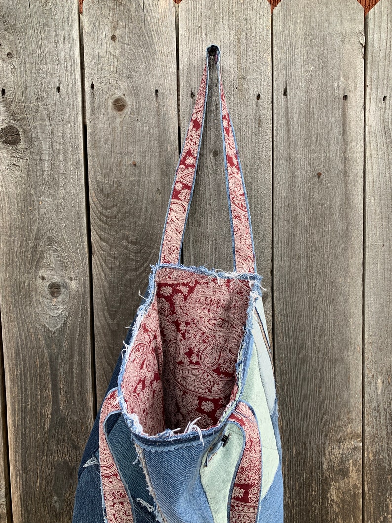 Upcycled Denim Tote, Oversized Patchwork Jeans Bag - Etsy