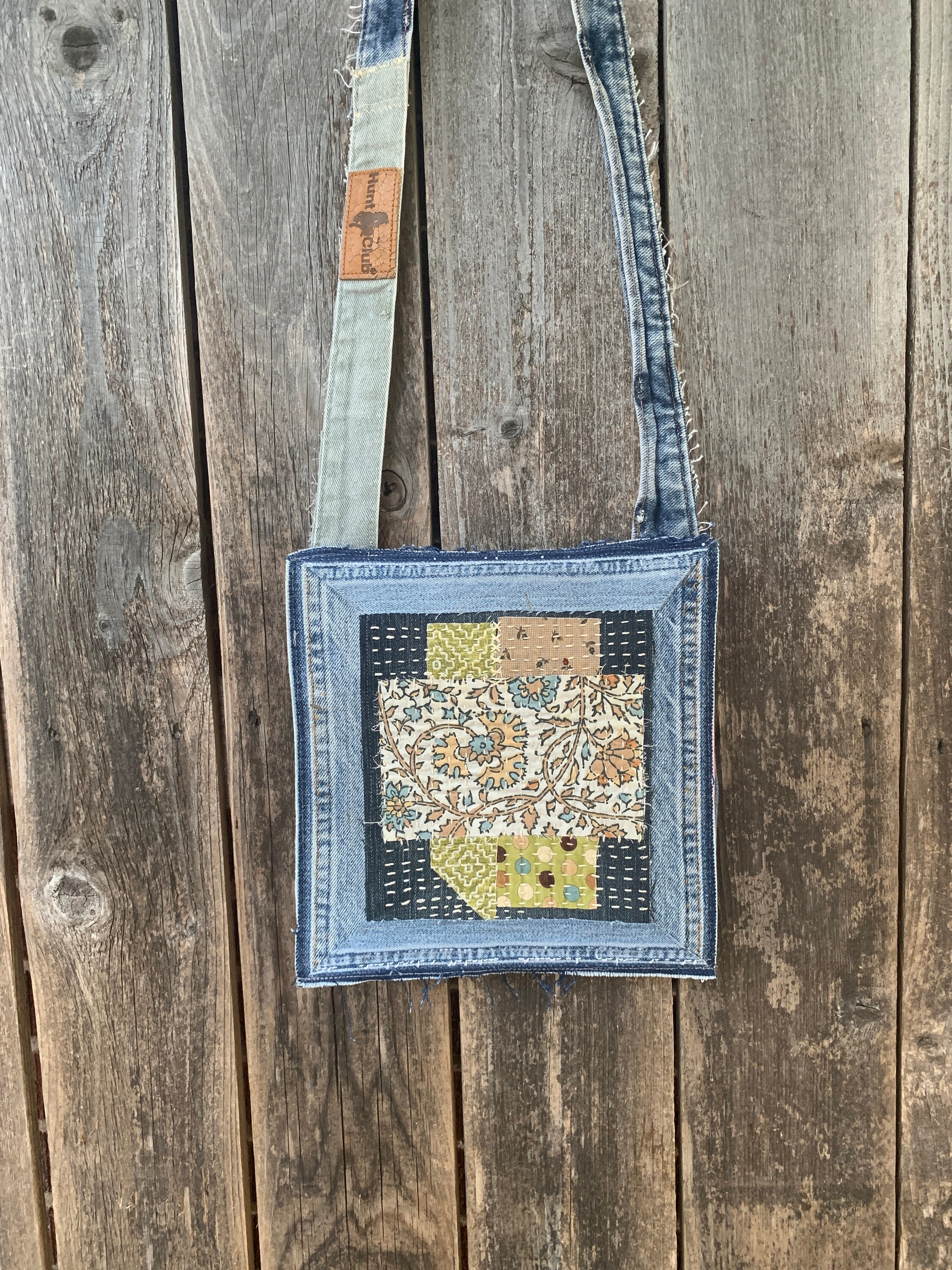 Sashiko Messenger Bag Upcycled Denim 10 X 10, Boro Visible Mending ...