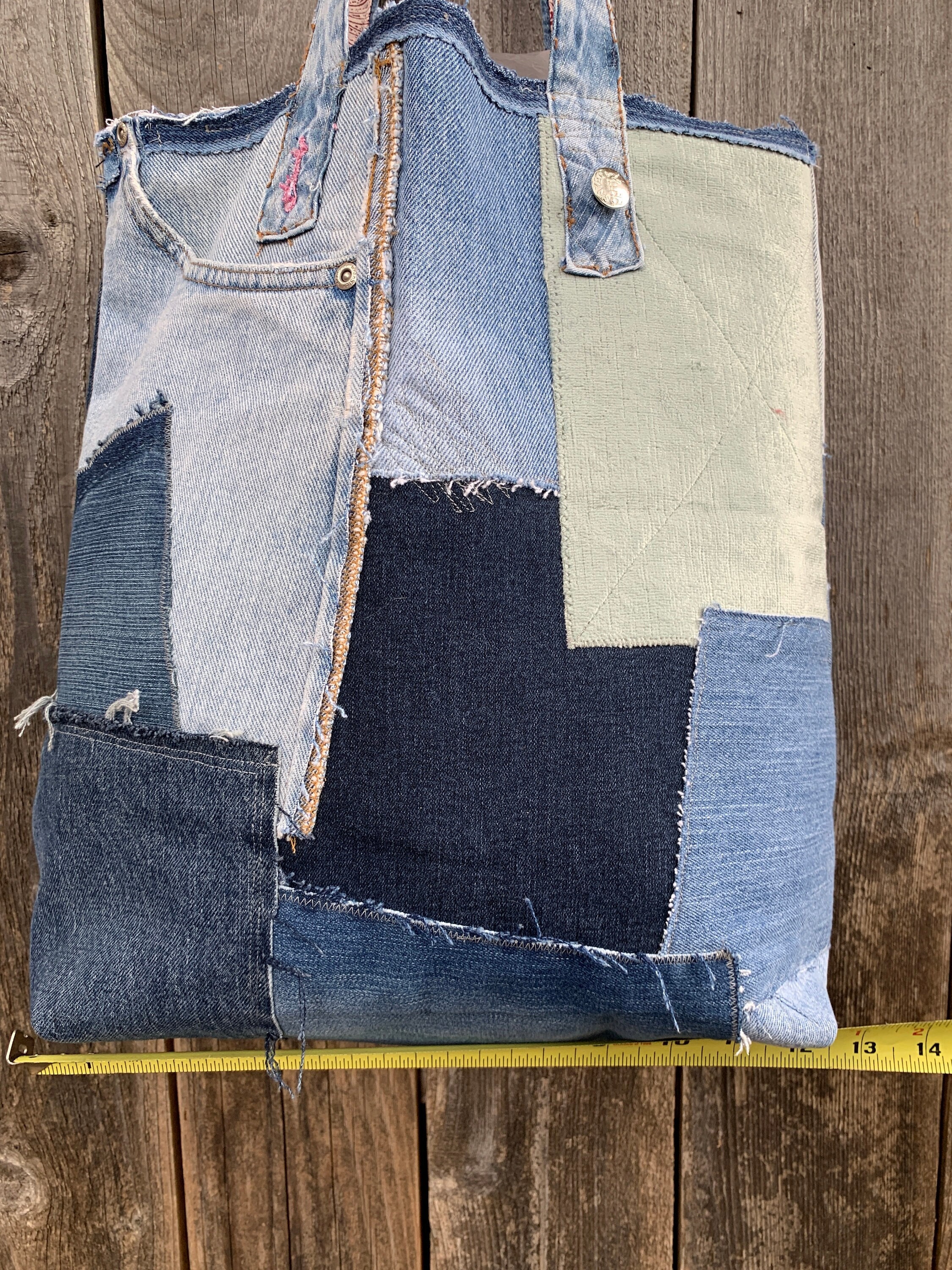 Upcycled Denim Tote, Oversized Patchwork Jeans Bag - Etsy