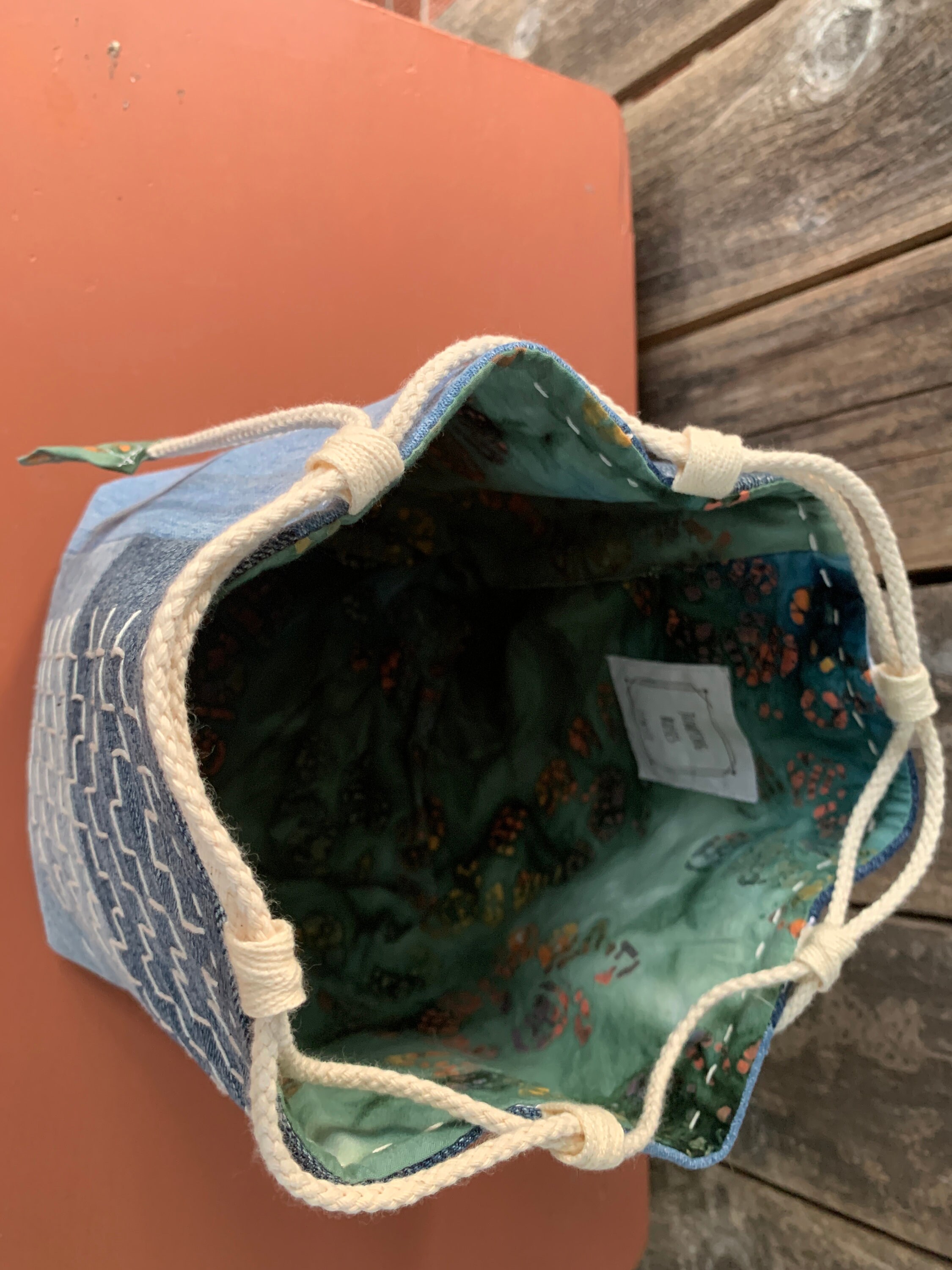 Komebukuro Japanese Rice Bag Upcycled Denim Project Bag - Etsy