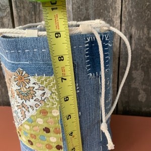 Denim Drawstring Bag With Boro Patches. Komebukuro, Japanese Rice Bag ...