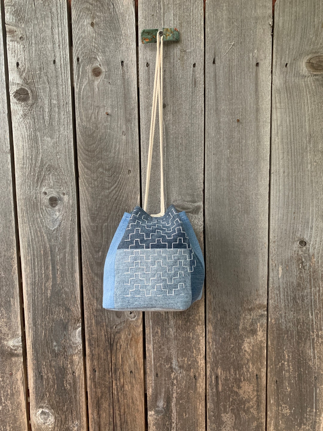 Komebukuro, Japanese Rice Bag, Upcycled Denim Project Bag, Boro Patches ...