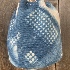 Hand Dyed Indigo Komebukuro, Japanese Drawstring Bag, Rice Bag, Boro ...