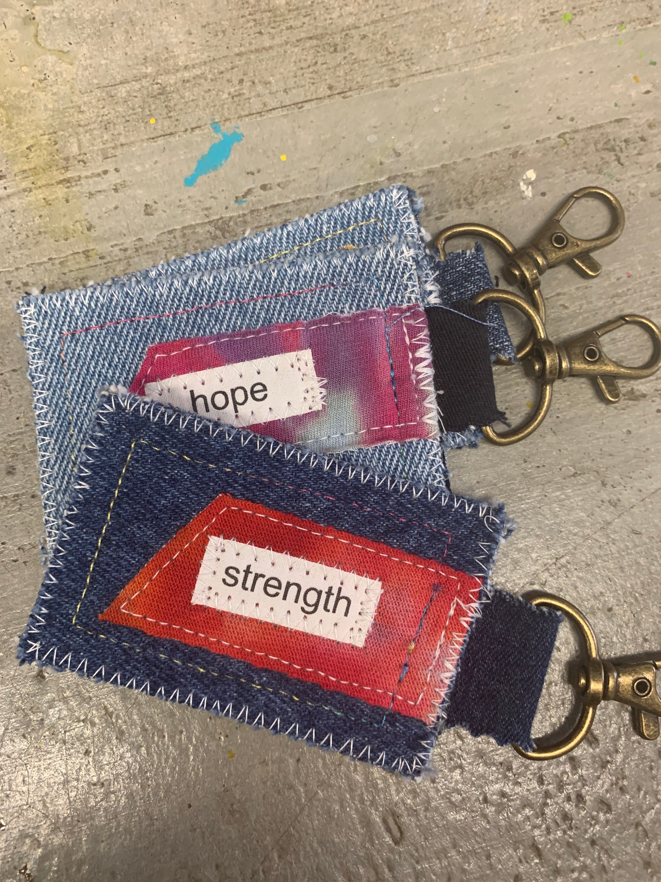 Uplifting Key Chain, Denim Key Fobs,upcycled , Words of Affirmation ...