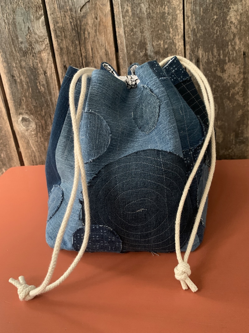 Komebukuro, Japanese Rice Bag, Upcycled Denim Project Bag, - Etsy