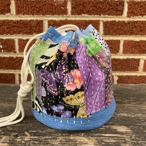 Japanese Drawstring Bag, Boro Style Patches on Denim, Gift Bag - Etsy