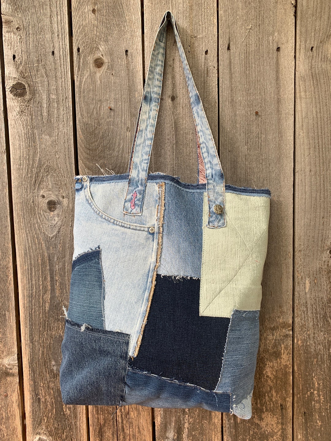 Upcycled Denim Tote, Oversized Patchwork Jeans Bag - Etsy