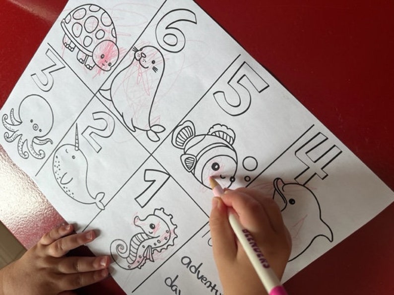 Animal Countdown Coloring Sheets - Etsy