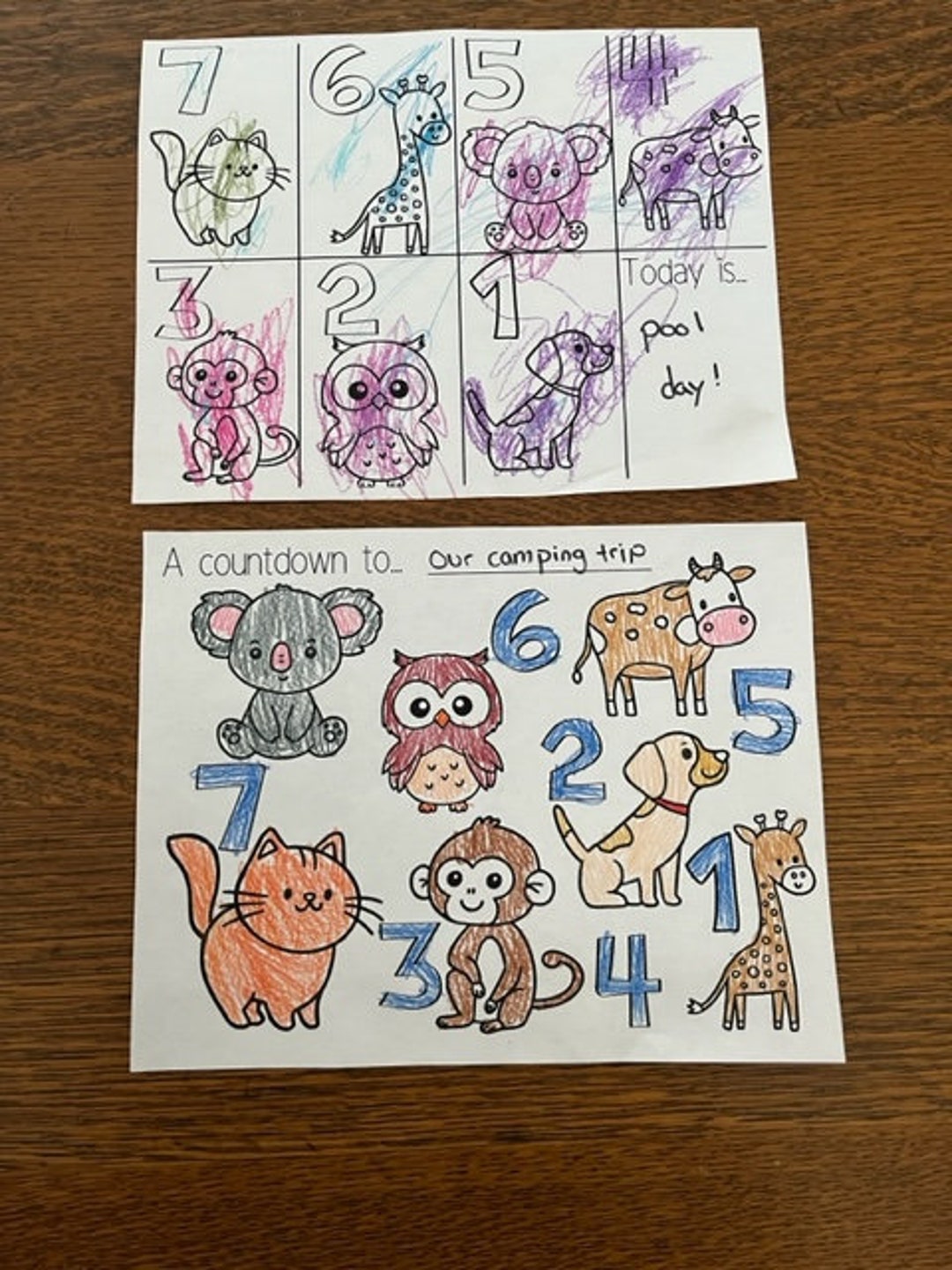 Animal Countdown Coloring Sheets - Etsy