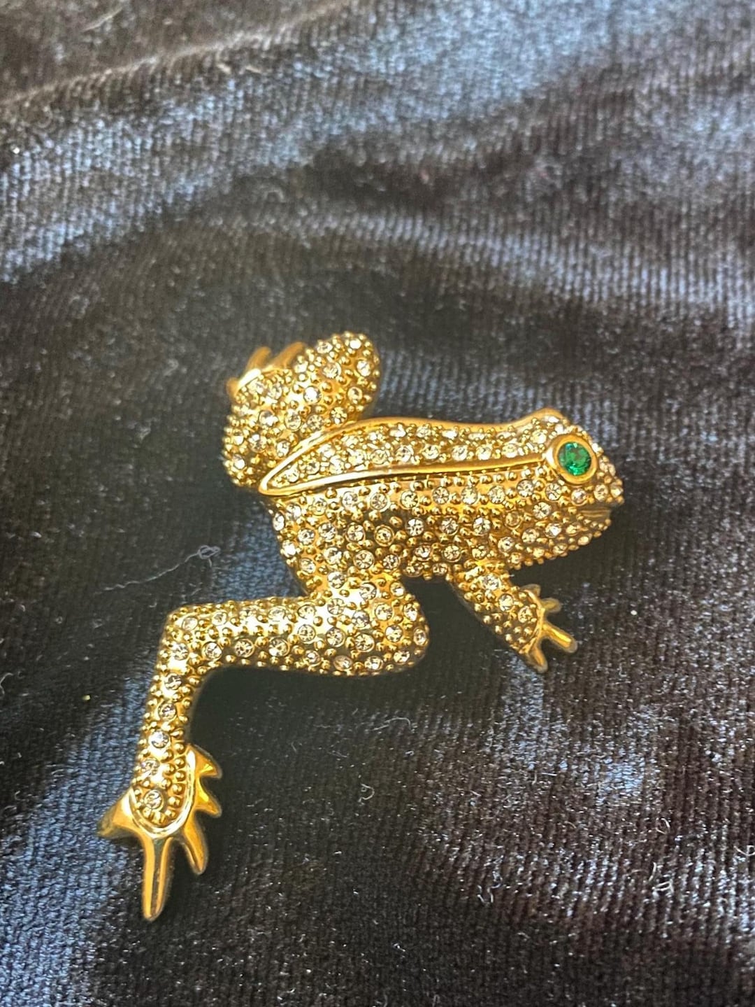 Jackie Kennedy , JBK Small Frog Rhinestones Goldt One Brooch. - Etsy