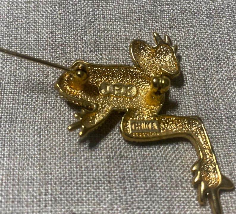 Jackie Kennedy , JBK Small Frog Rhinestones Goldt One Brooch. - Etsy