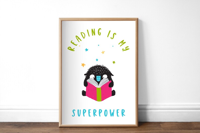 Reading Poster for Kids, Reading is My Superpower, Fun Book Print for ...