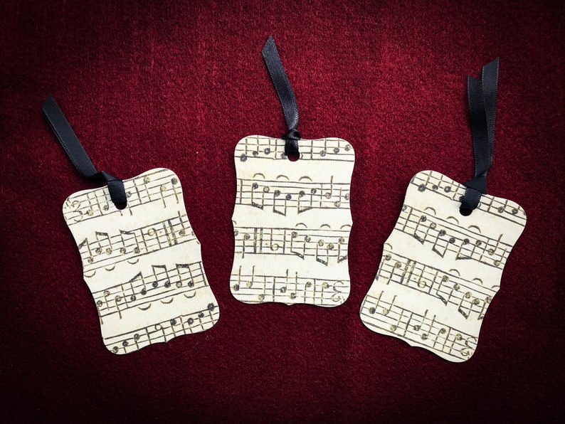Musical Note Gift Tags. Set of Three, Finished With Black Ribbon ...