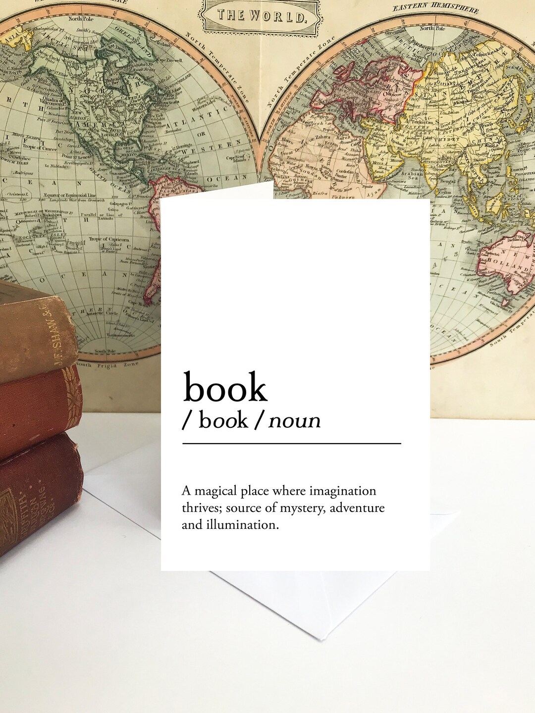 Book Card, Dictionary Card, Book Lover Card, Bookish Gift, Bookworm ...