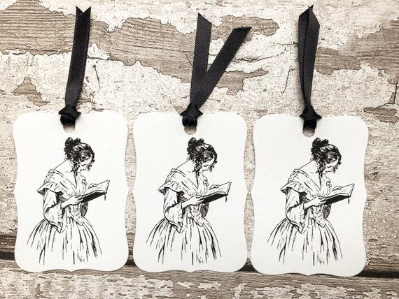 Reading Lady Gift Tags for Bookish People. Set of Three - Etsy