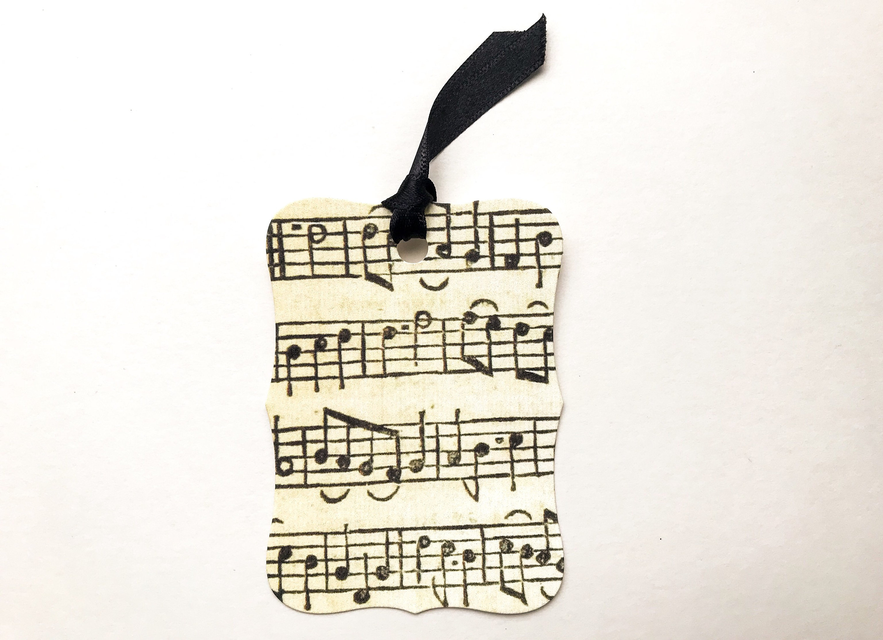 Musical Note Gift Tags. Set of Three, Finished With Black Ribbon ...