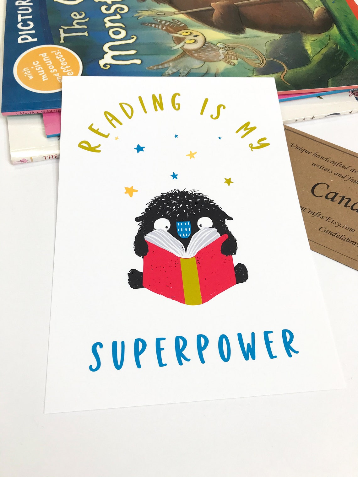 Reading Poster for Kids Reading is My Superpower Fun Book | Etsy