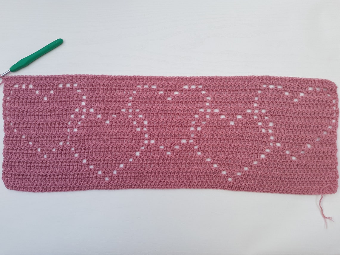 Linked Hearts Blanket Filet Crochet Pattern - Etsy