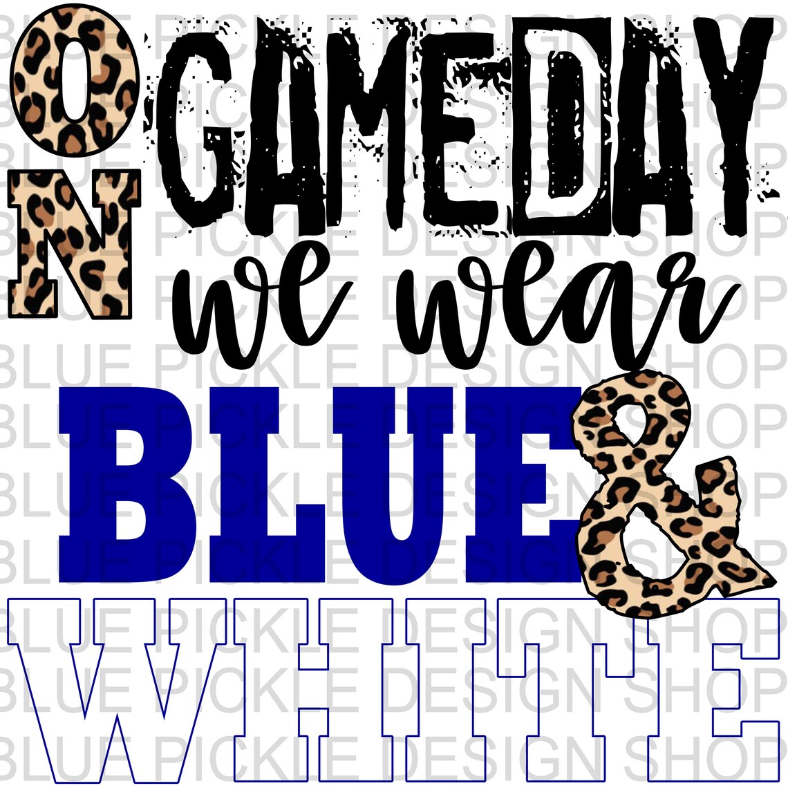 On Gameday PNG We Wear Blue and White School Spirit - Etsy