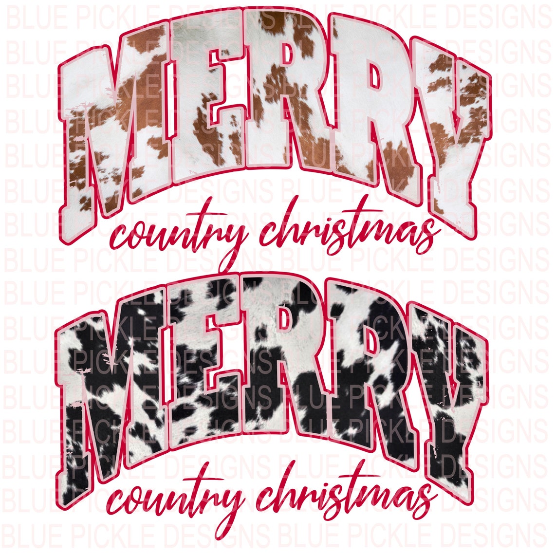 2 MERRY Country Christmas PNG Cow Print Designs Merry Png - Etsy