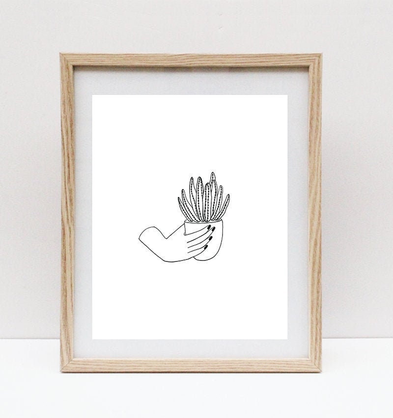Cactus Print - Ink Drawing - Botanical Hand - Houseplant Illustration ...