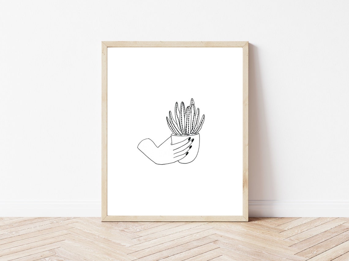 Cactus Print - Ink Drawing - Botanical Hand - Houseplant Illustration ...