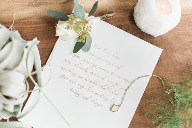 Custom Wedding Vows, Wedding Vows Calligraphy, Handlettered Custom ...