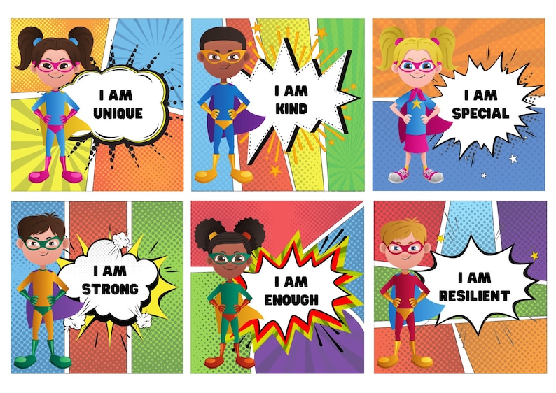 Superhero Positive Affirmation Cards | Etsy