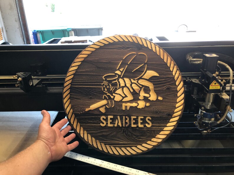 Seabee Classic Stencil Logo Burned Deep Into 1 Thick Solid - Etsy