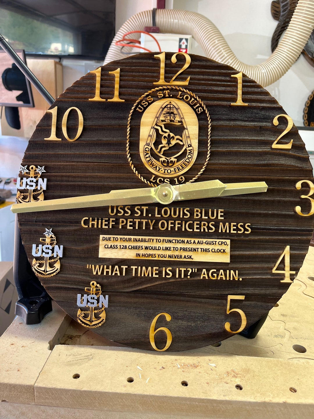 Navy Chief Mess Clock Made From Solid Wood With High Torque Mechanism ...