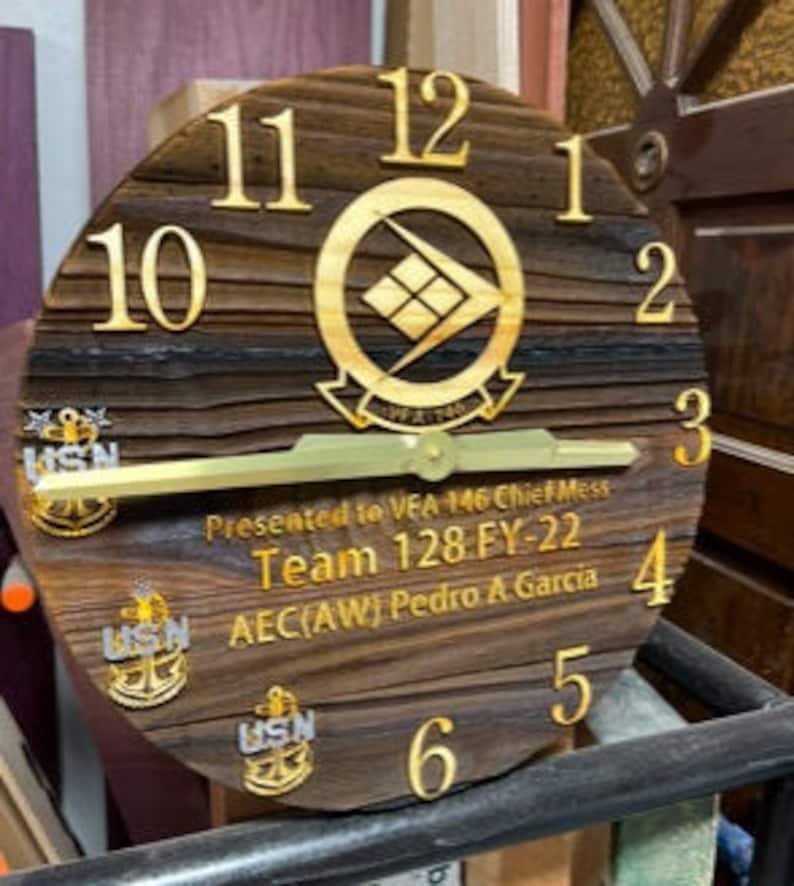 Navy Chief Mess Clock Made From Solid Wood With High Torque Mechanism ...