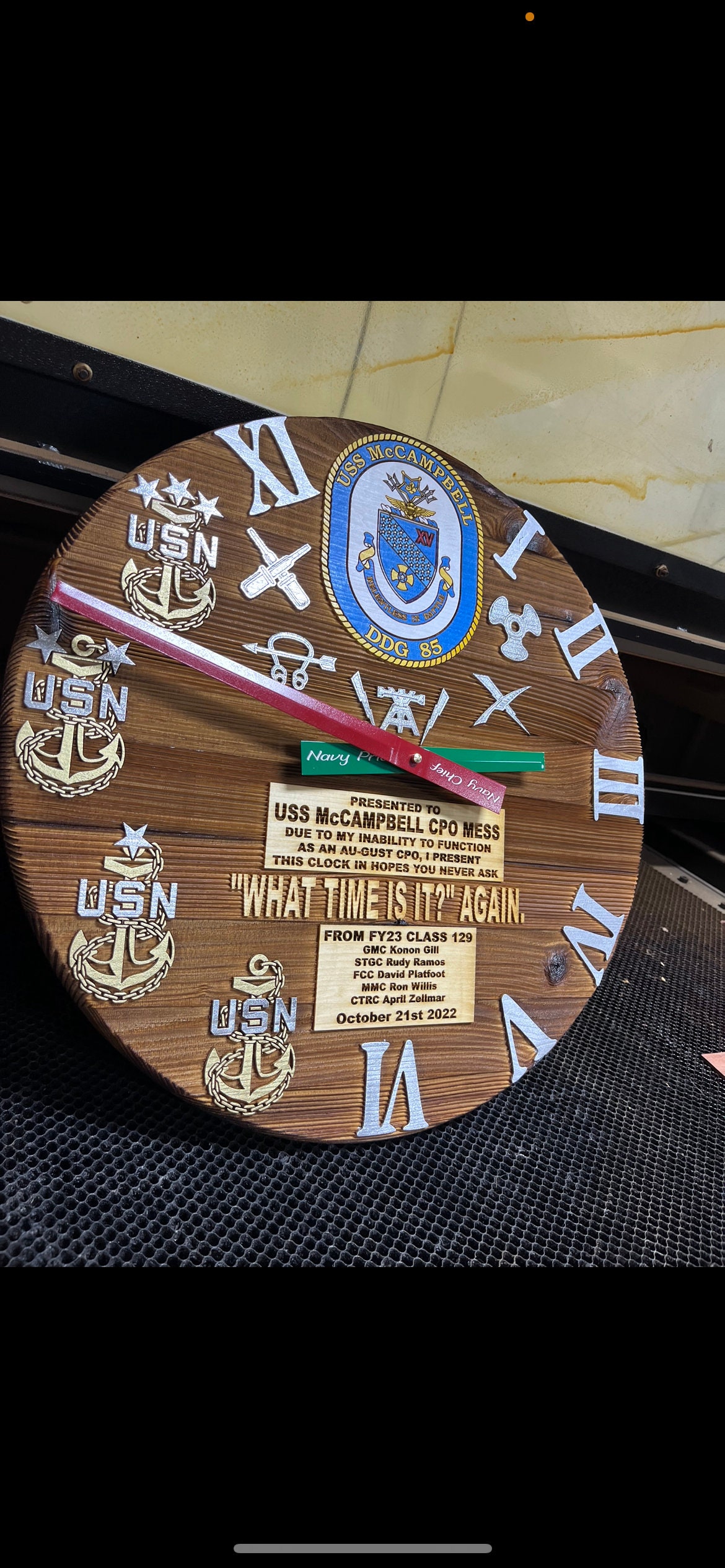 Navy Chief Custom Clocks 2 Foot - 15" Diameter Made to Order Free ...