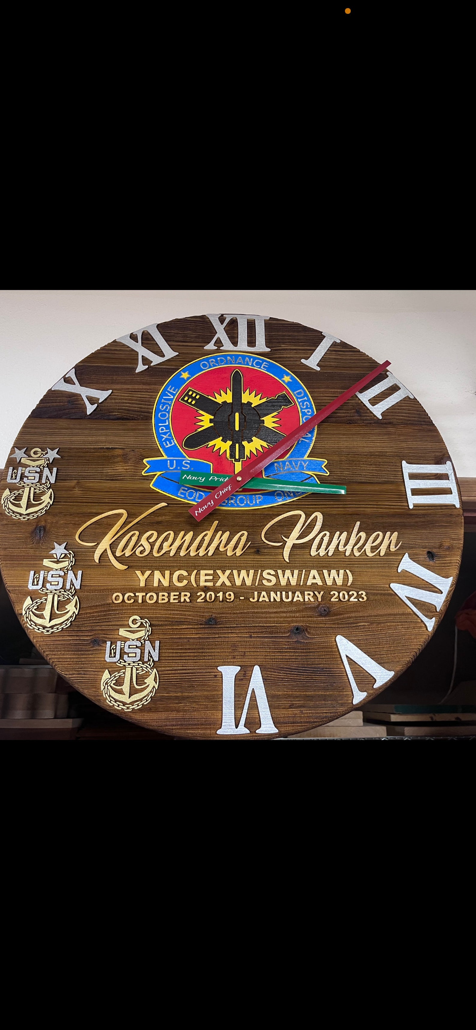 Navy Chief Custom Clocks 2 Foot - 15" Diameter Made to Order Free ...
