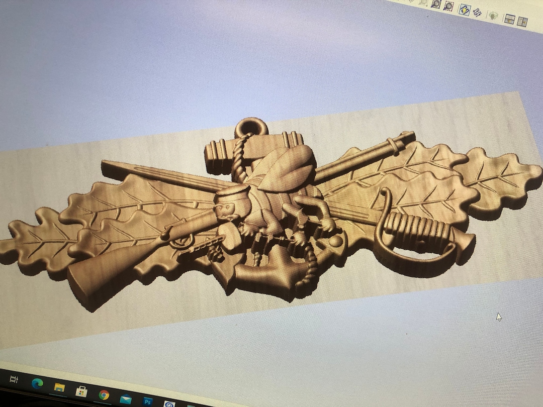 3D Navy Seabee Combat Warfare Pin SCW File Great for Cutting on CNC ...