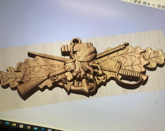 3D Navy Seabee Combat Warfare Pin SCW File Great for Cutting on CNC ...